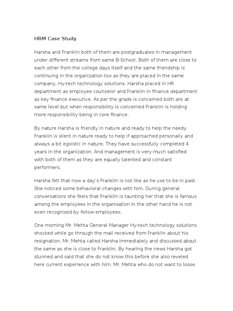 HRM Case Study | PDF | Human Resource Management | Psychology