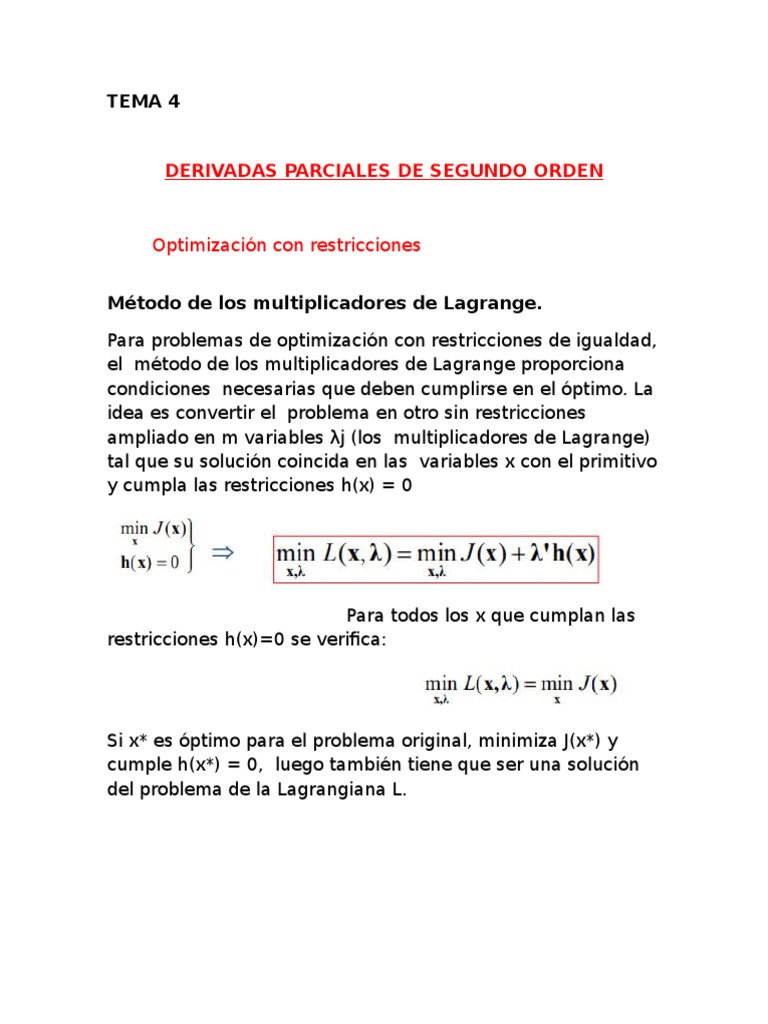 Derivadas Parciales de Segundo Orden | PDF | Optimización Matemática | Derivado