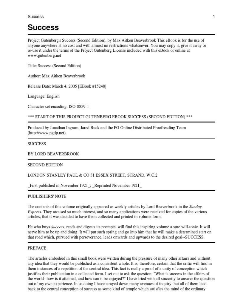 Success | PDF | Luck | Project Gutenberg