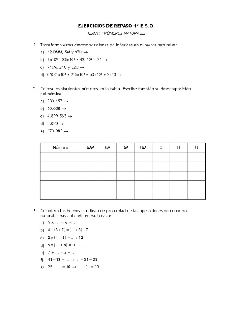 Ejercicios de Repaso t1 | PDF | Teoría de los números | Matemática Elemental