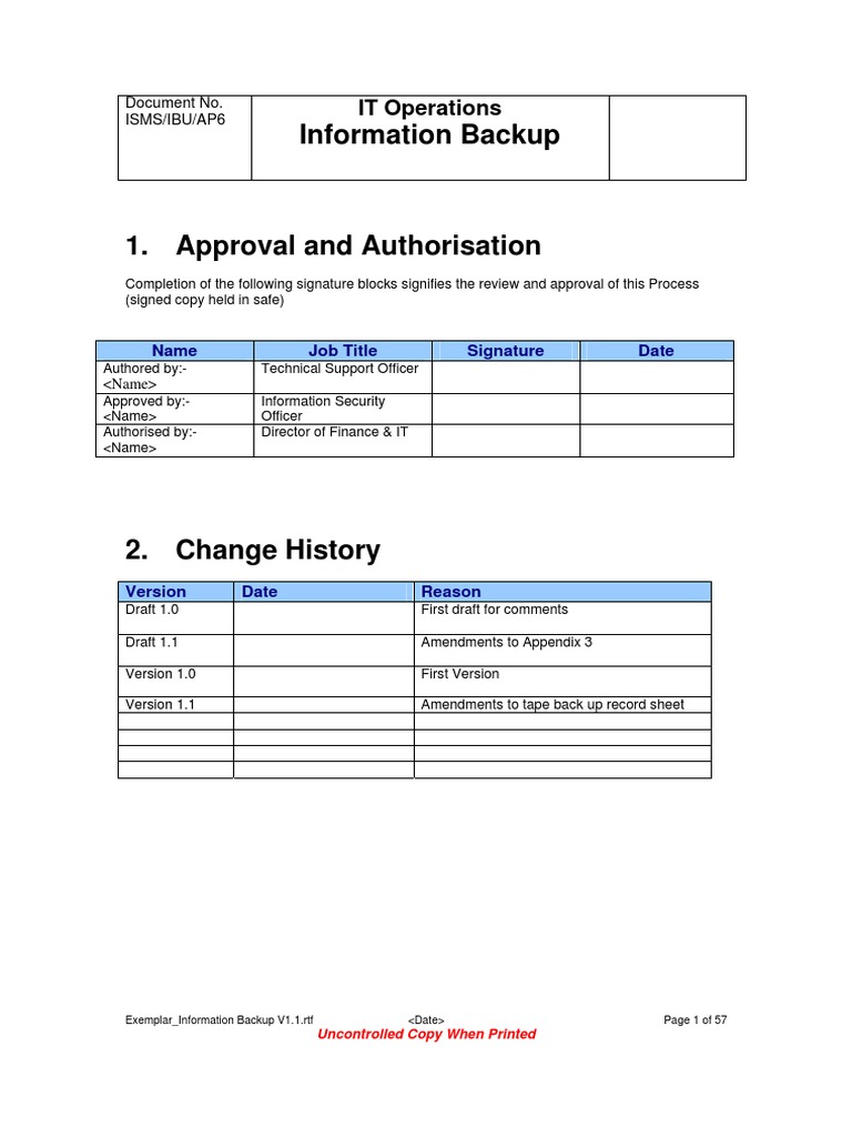 It Operations Information Backup Pdf Backup Computer Data Storage