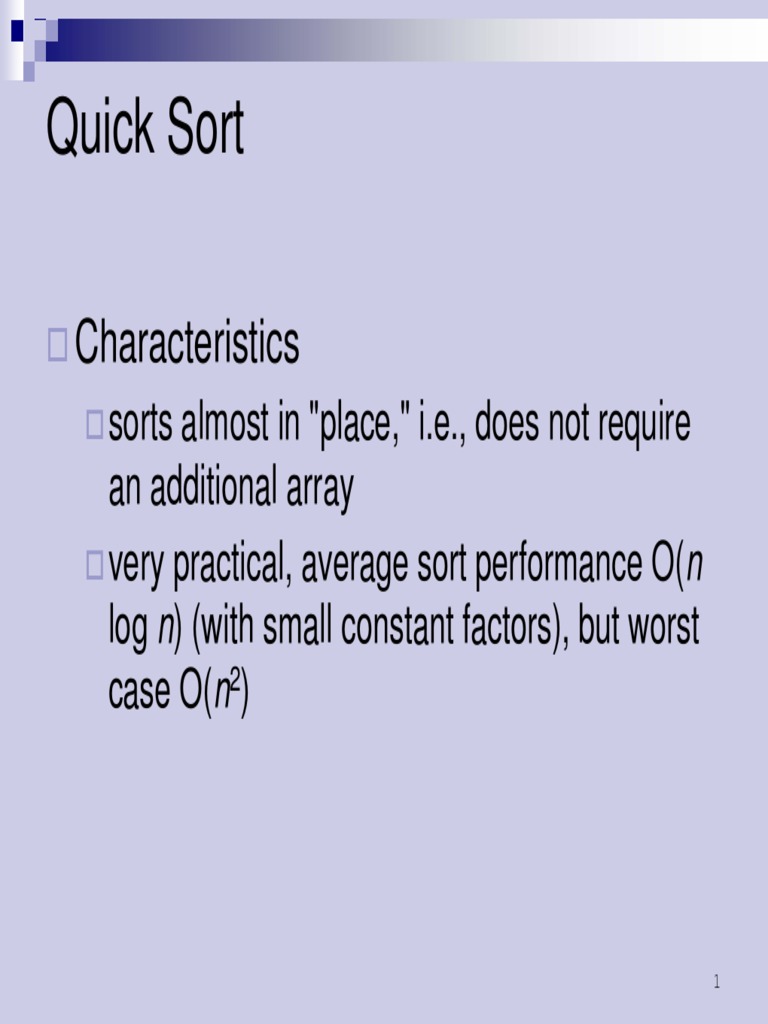 Quick Sort: Characteristics | Download Free PDF | Algorithms | Mathematical Concepts