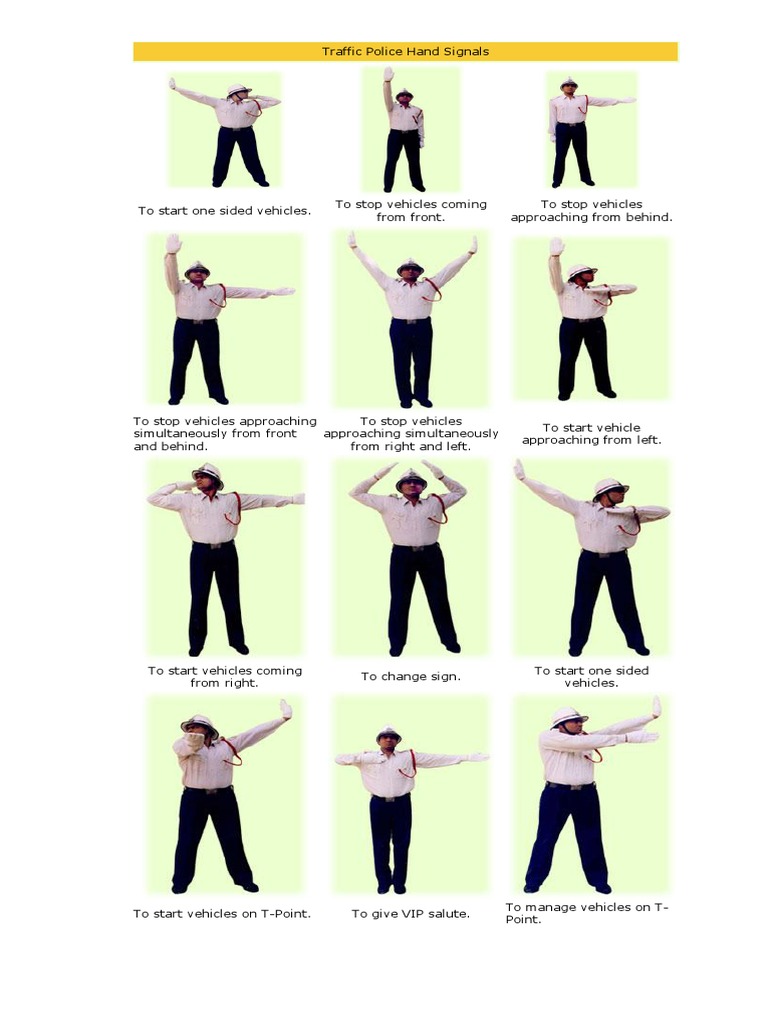 Traffic Police Hand Signals Guide | PDF