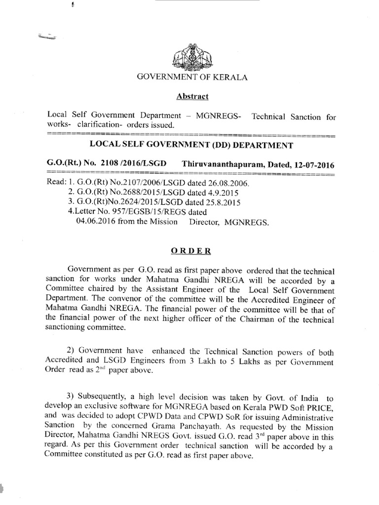 LSGD MGNREGS Technical Sanction | PDF