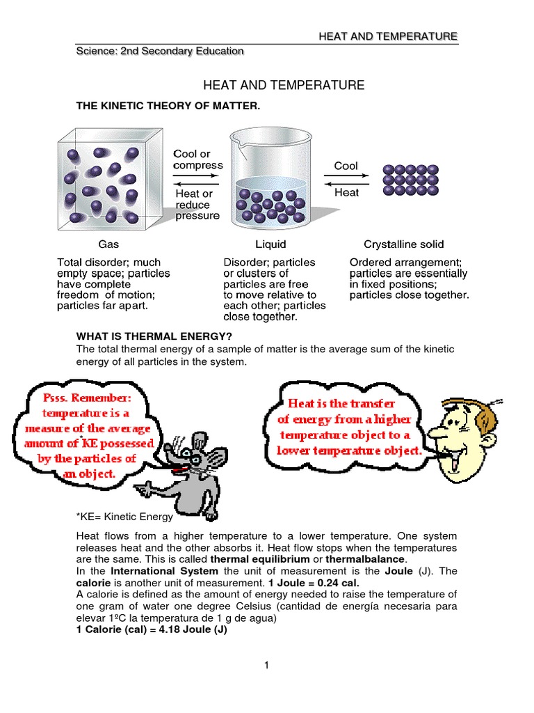 Actividades 2º ESO Bilingüe Heat and Temperature | PDF | Celsius ...
