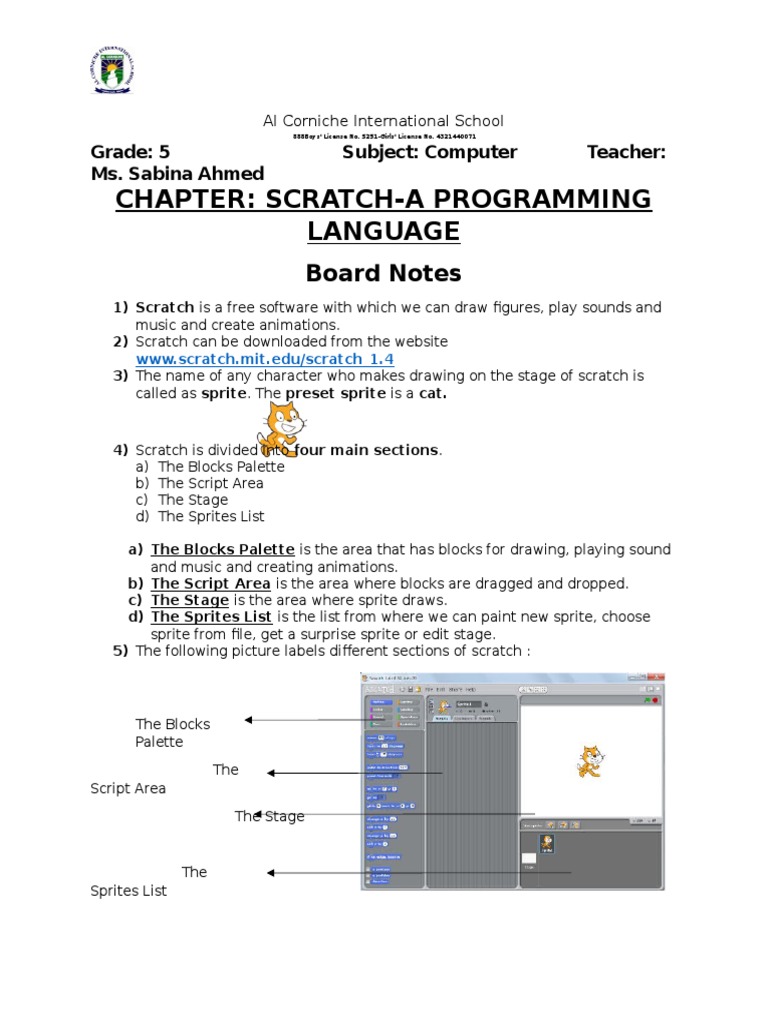 G5 Scratch Notes | PDF | Scratch (Programming Language) | Media Technology