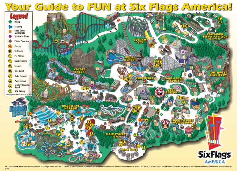 Six Flags America Theme Park Map | PDF