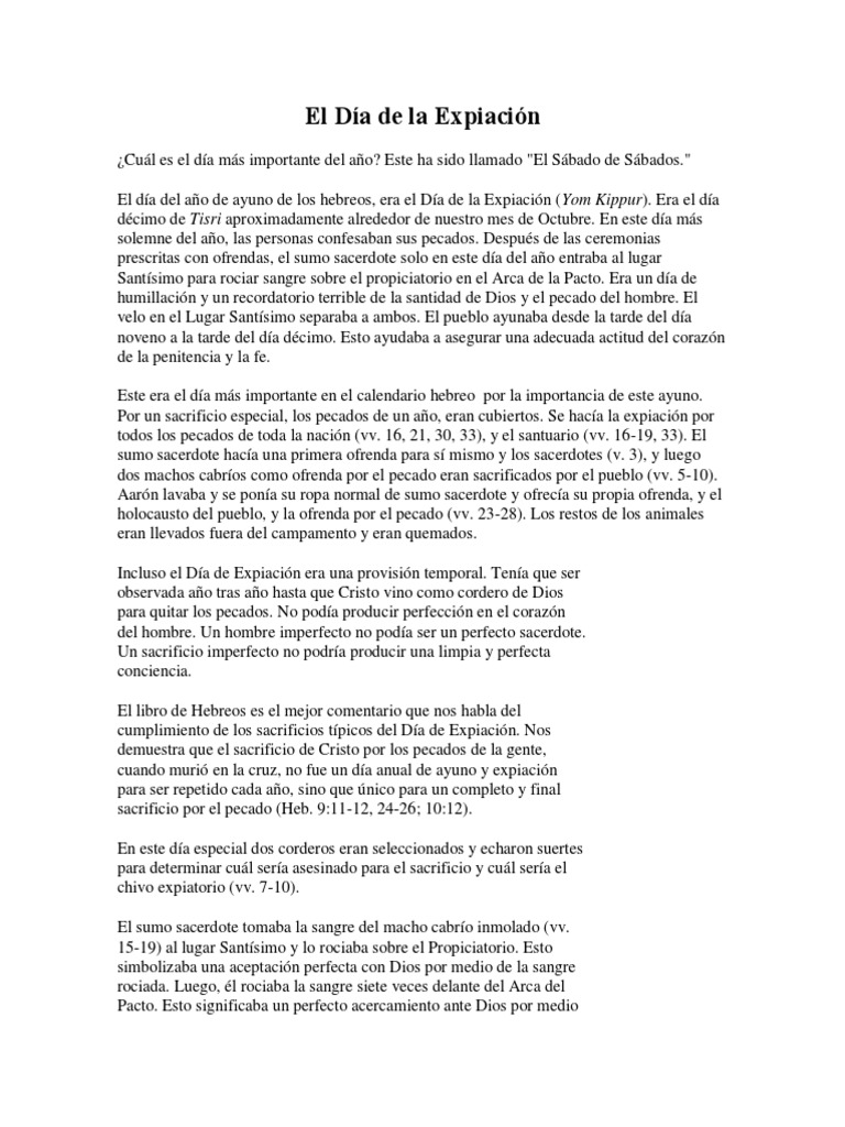 Significado del Día de la Expiación | PDF | Expiación en el ...
