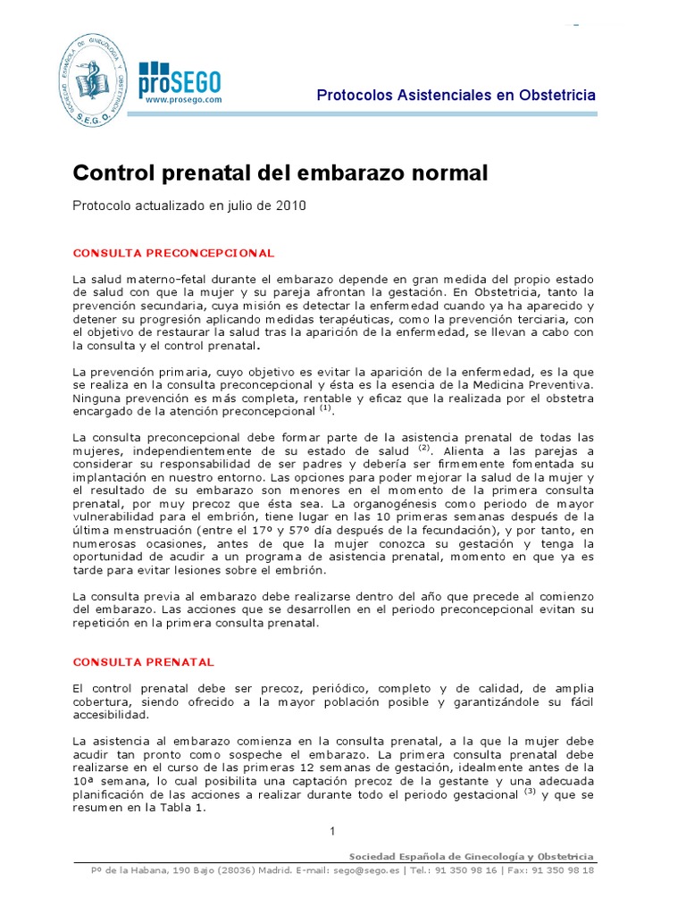 Sego Protocolo Control Prenatal 2010 | PDF | Ácido fólico | Dieta y ...