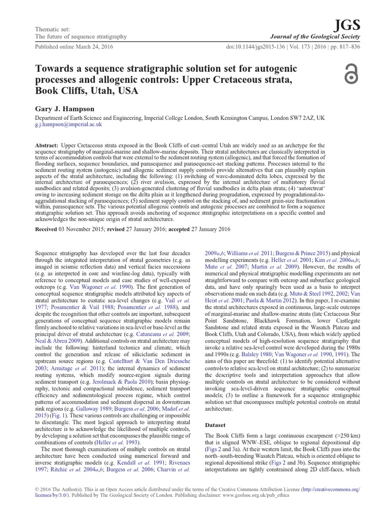 Towards A Sequence Stratigraphic Solution Set For Autogenic Processes ...