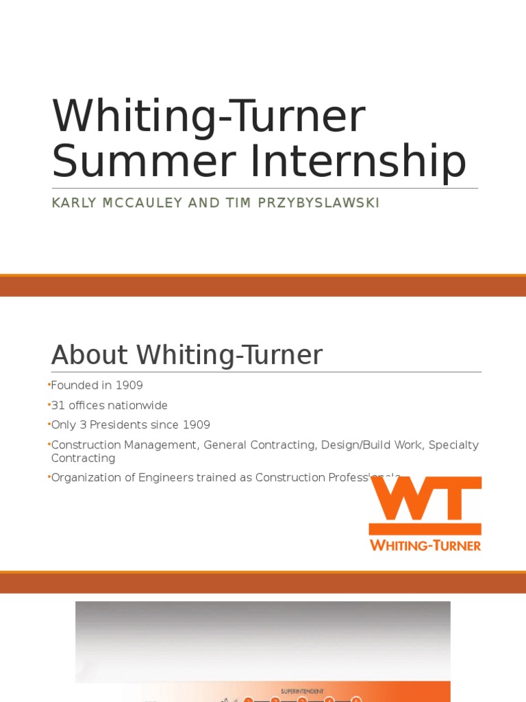 Whiting-Turner Internship Presentation | PDF | Employment ...