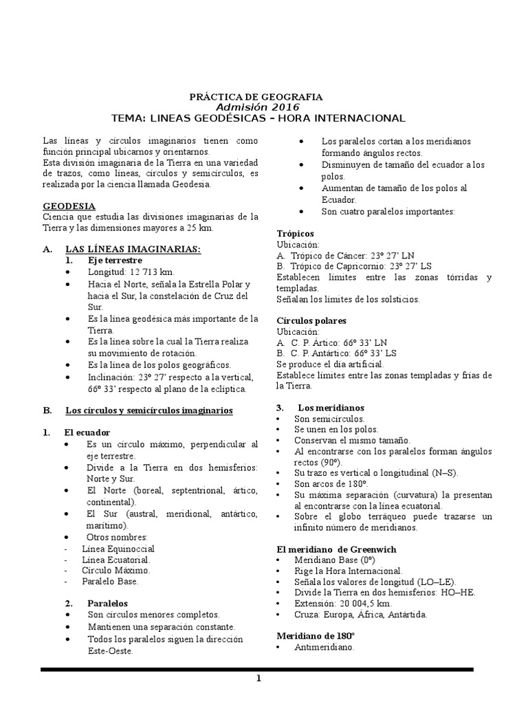 Líneas Geodésicas Esenciales | PDF | Ecuador | Tierra