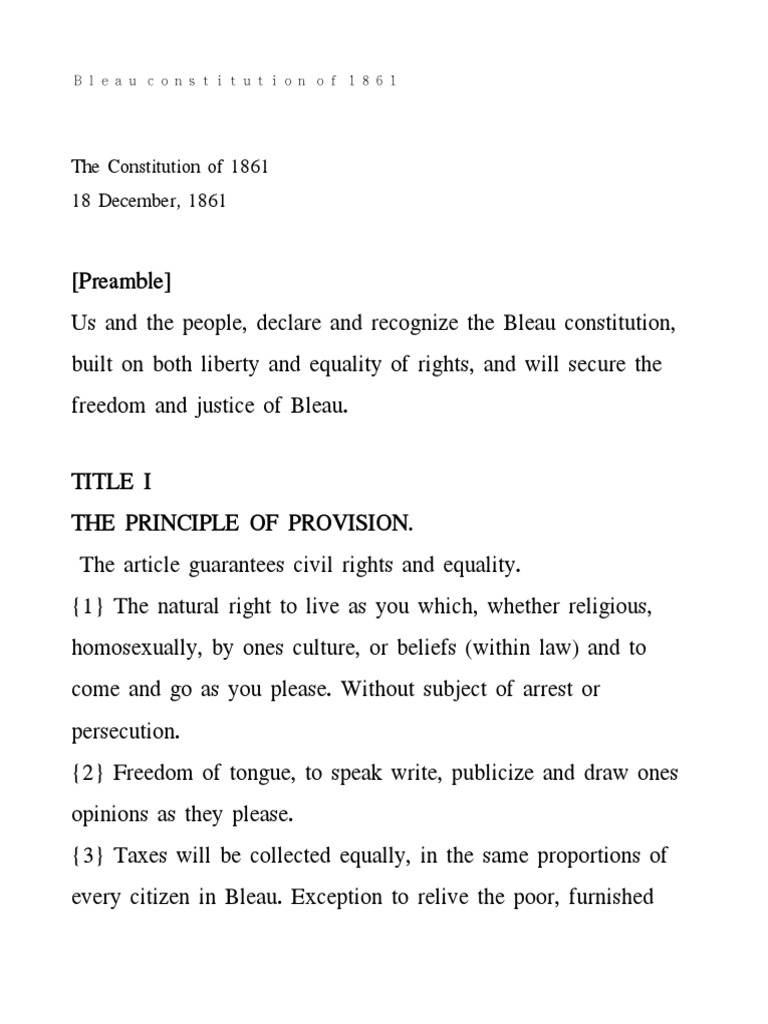 (Preamble) : The Constitution of 1861 18 December, 1861 | PDF | Heads ...