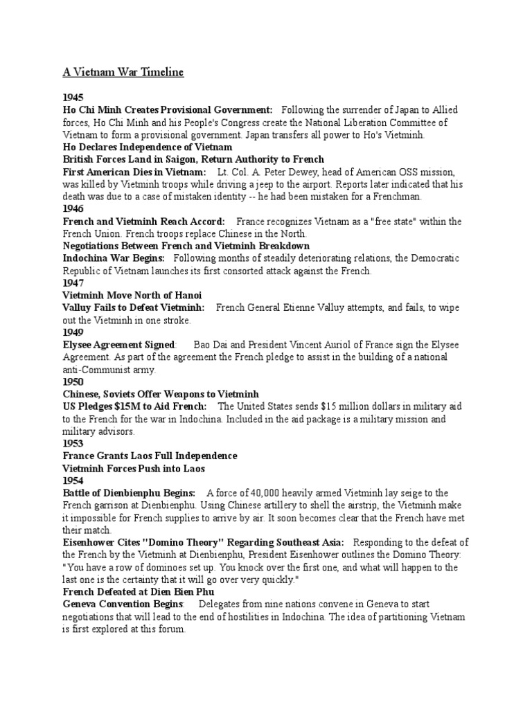 A Vietnam War Timeline | PDF | Vietnam War | South Vietnam