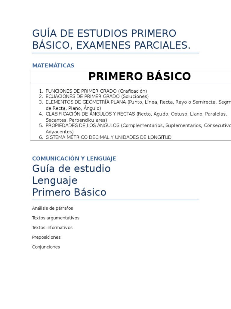 Guías de Estudios Primero Básico | PDF