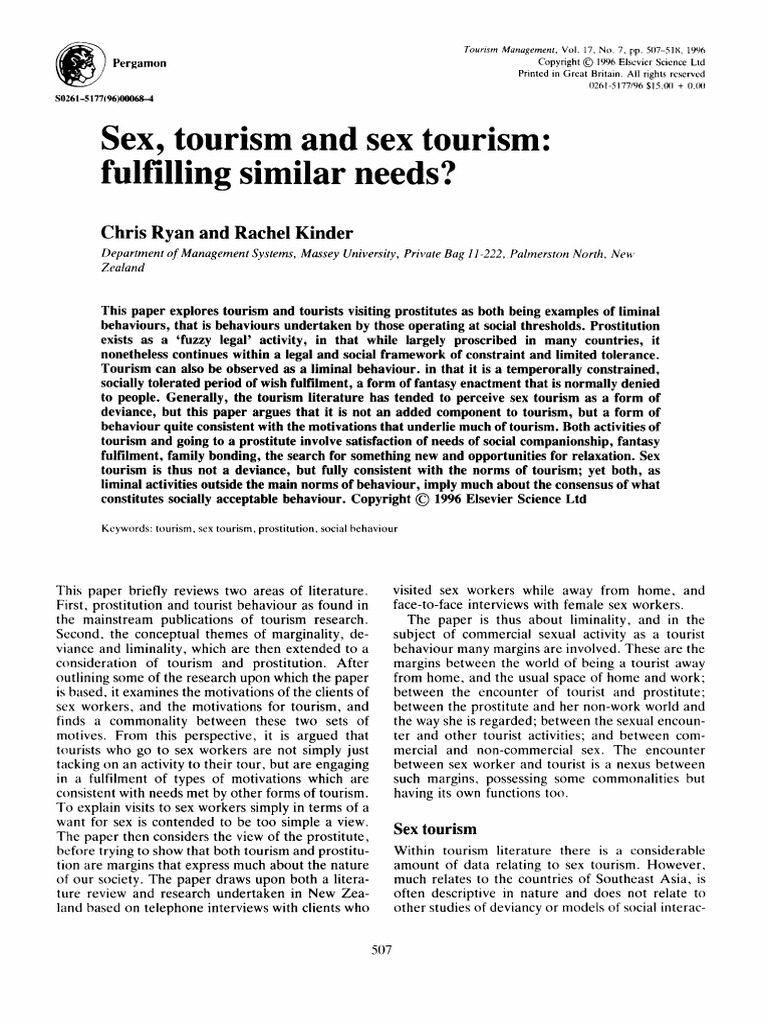 Sex Tourism And Sex Tourism Fulfilling Similar Needs 1996 Pdf