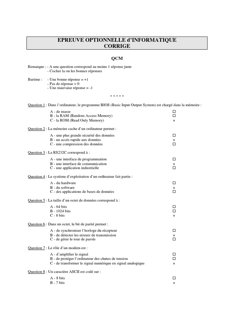 Epreuve Optionnelle Informatique Corrige PDF | PDF | C (Langage de ...