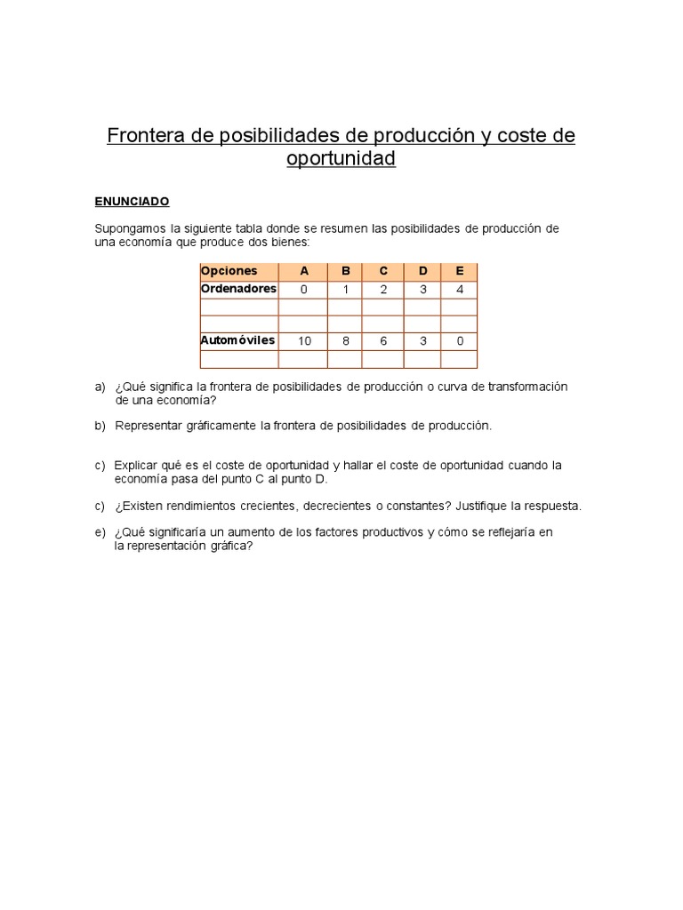 Ejercicios de Costo de Oportunidad | Costo de oportunidad | Sistema ... Ejercicios de Costo de Oportunidad | Costo de oportunidad | Sistema ...