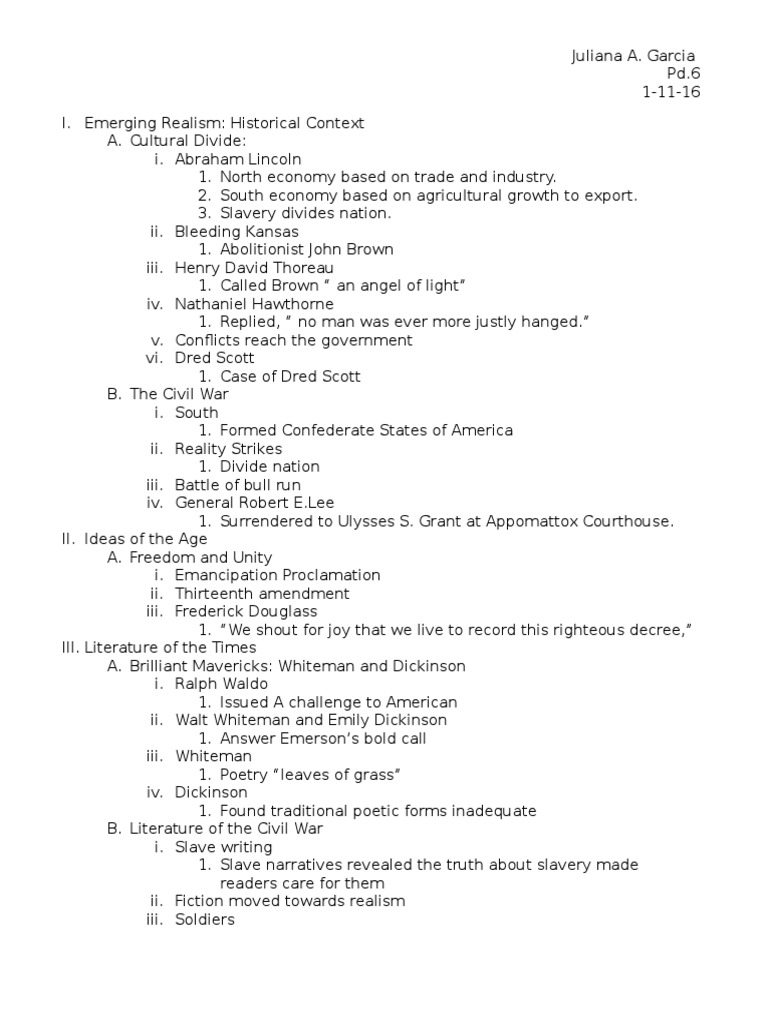 Emerging Realism | PDF | American Civil War | Emancipation Proclamation