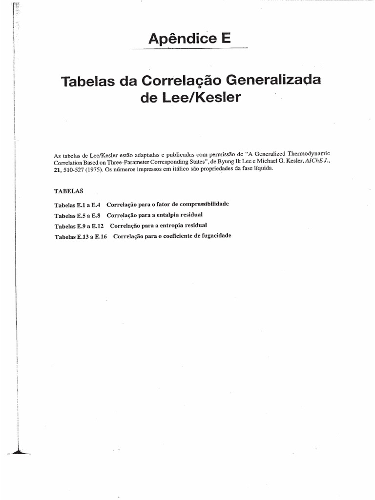 Tabela Lee Kesler | PDF