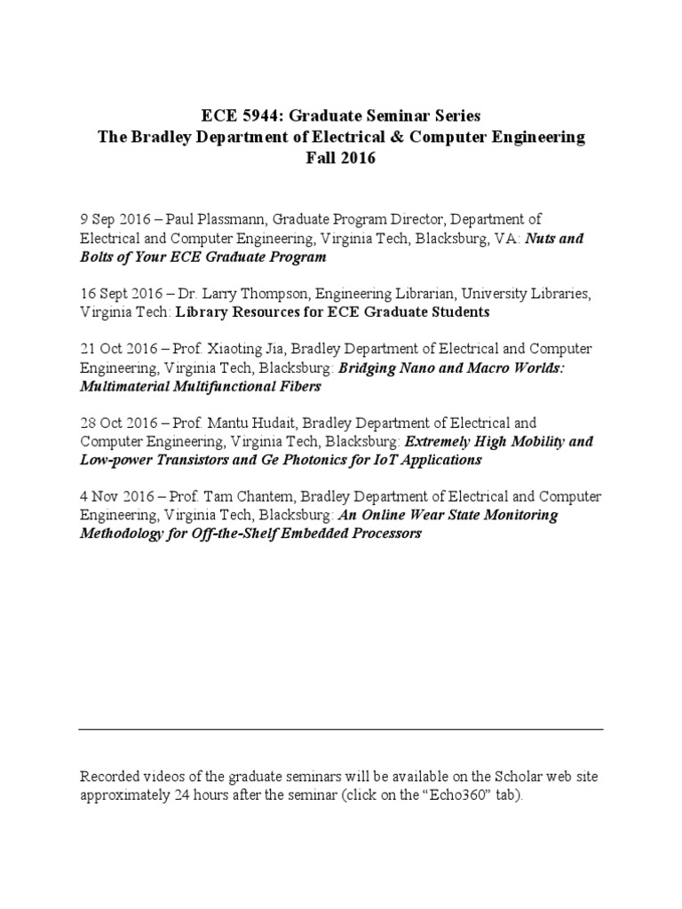 ECE Graduate Seminar Insights | PDF | Technology & Engineering
