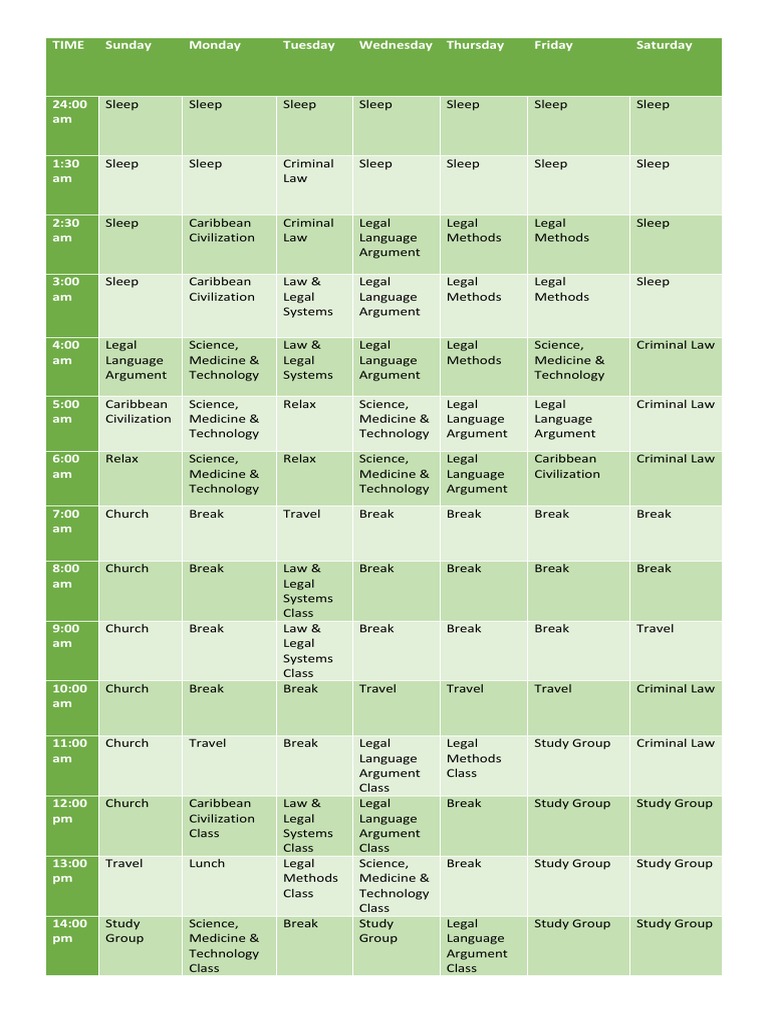 TIME Sunday Monday Tuesday Wednesday Thursday Friday Saturday | PDF