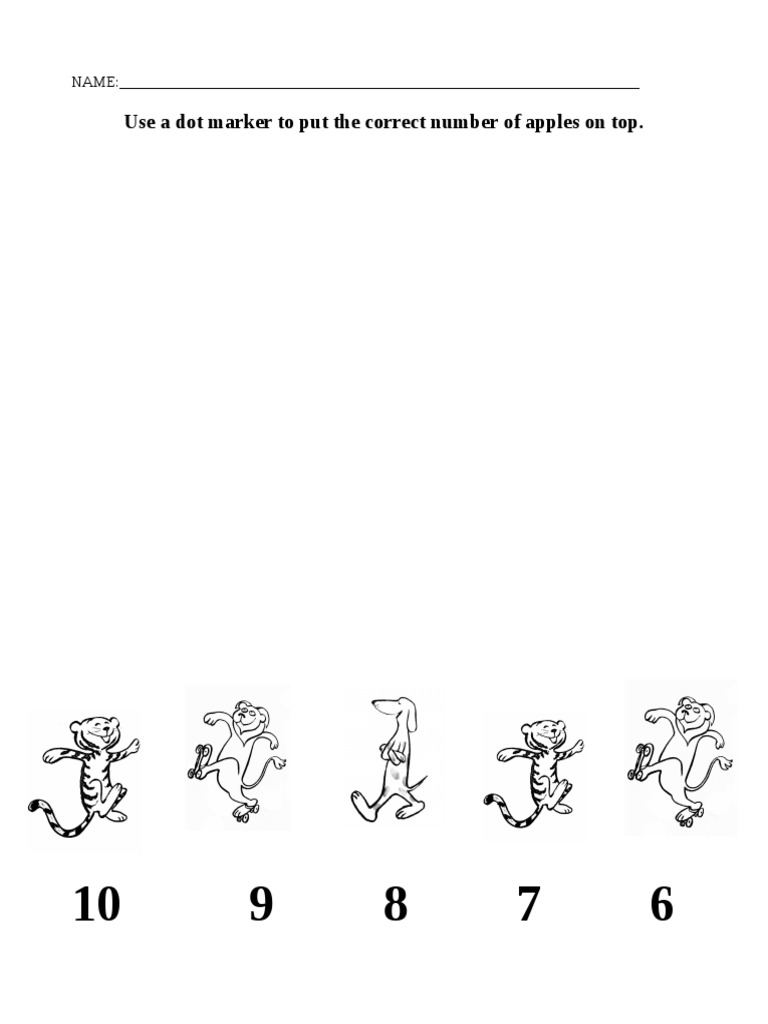 Use A Dot Marker To Put The Correct Number of Apples On Top | PDF ...