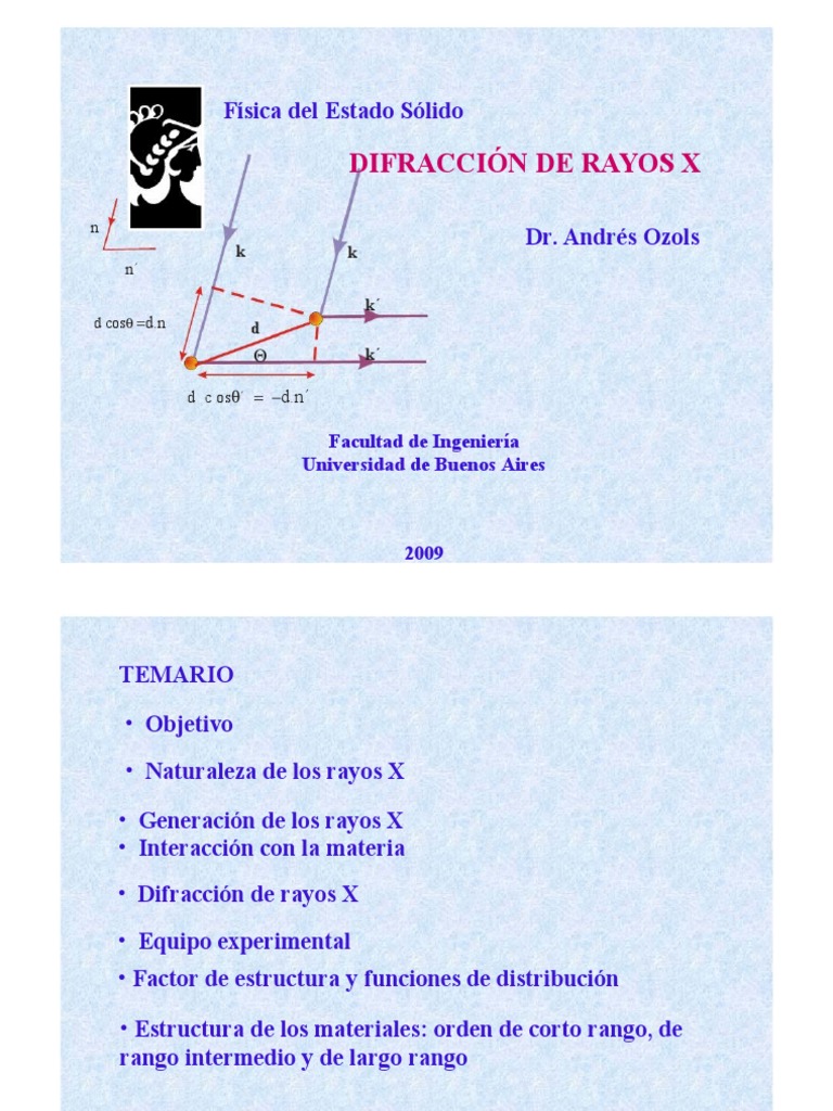 Difracción de Rayos X | PDF | Rayo X | Cristalografía de rayos X