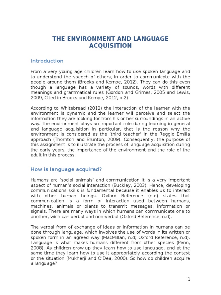 Role of Environment in Language Acquisition | PDF | Language ...