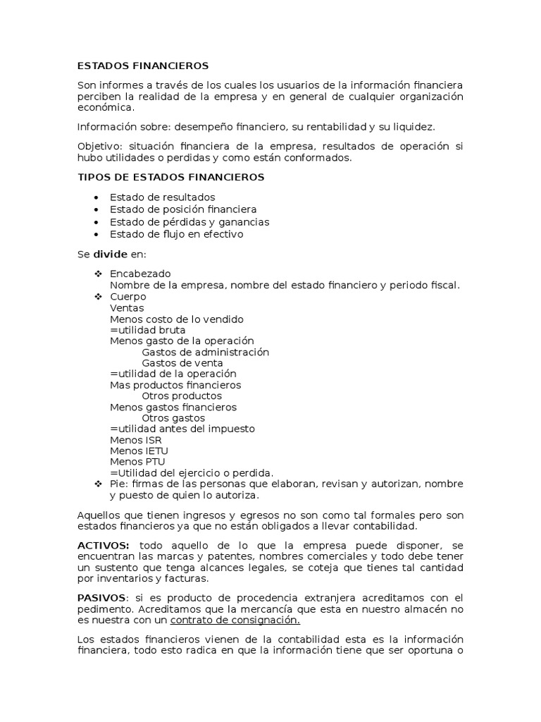 Guia para Edos Financieros | PDF | Contabilidad | Beneficio (economía)