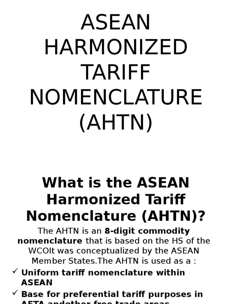 Asean Harmonized Tariff Nomenclature (AHTN) | PDF | Association Of ...
