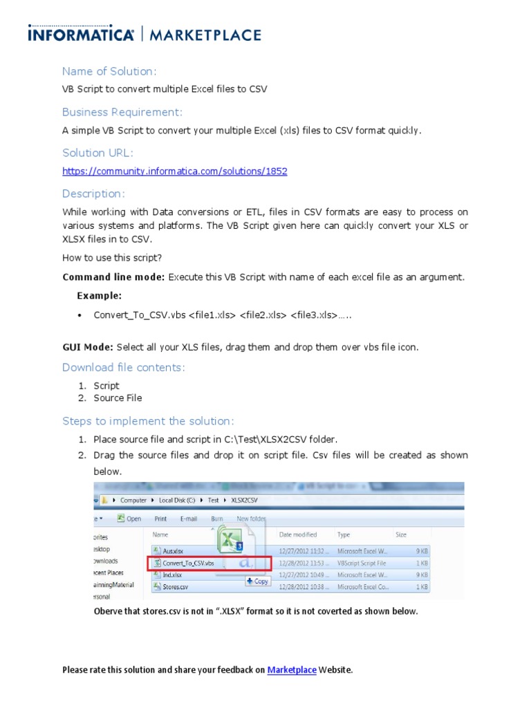 VB Script for Excel to CSV Conversion | PDF