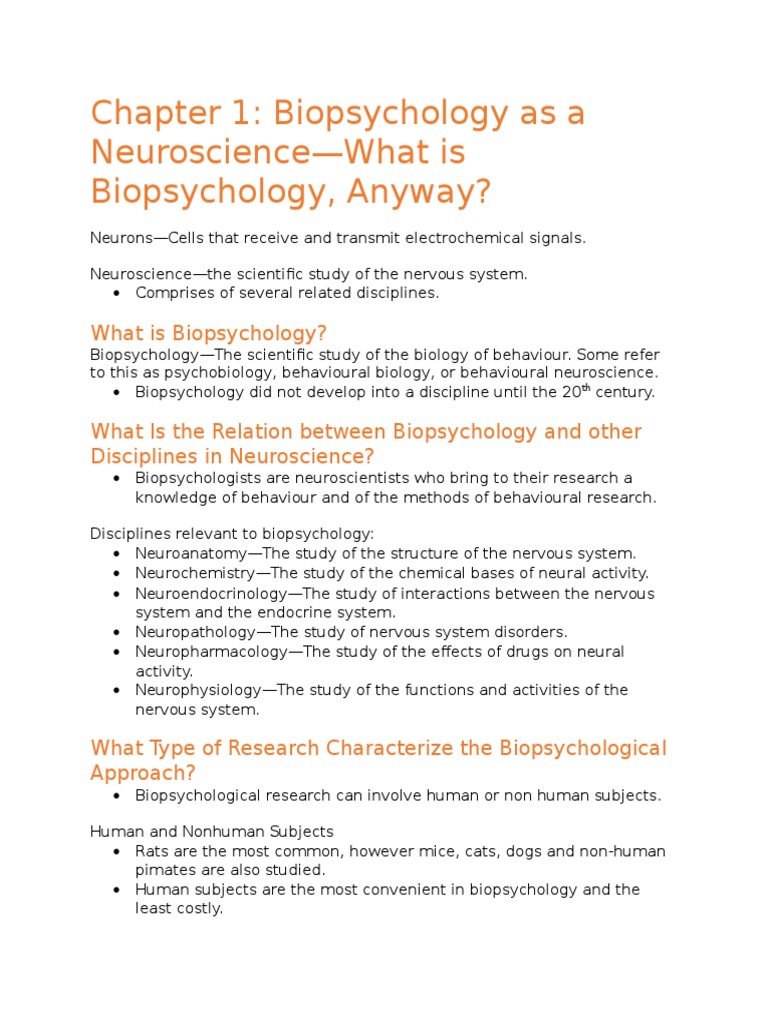 Chapter 1 Notes | PDF | Behavioral Neuroscience | Cognitive Neuroscience