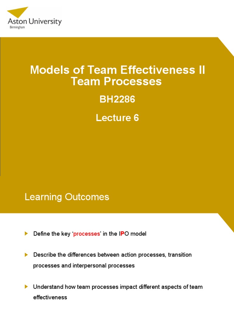 Models of Team Effectiveness II Team Processes | PDF | Group ...