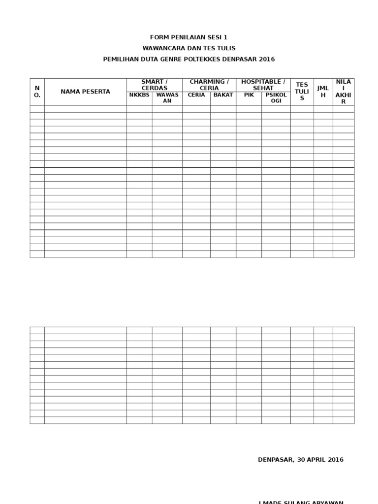 Form Penilaian | PDF