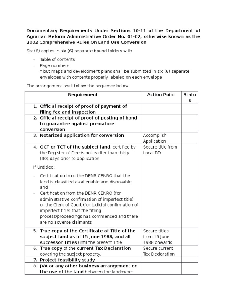 Conversion Checklist | Notary Public | Agriculture