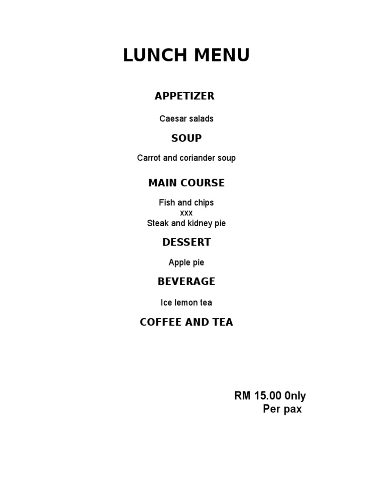 Lunch Menu | PDF