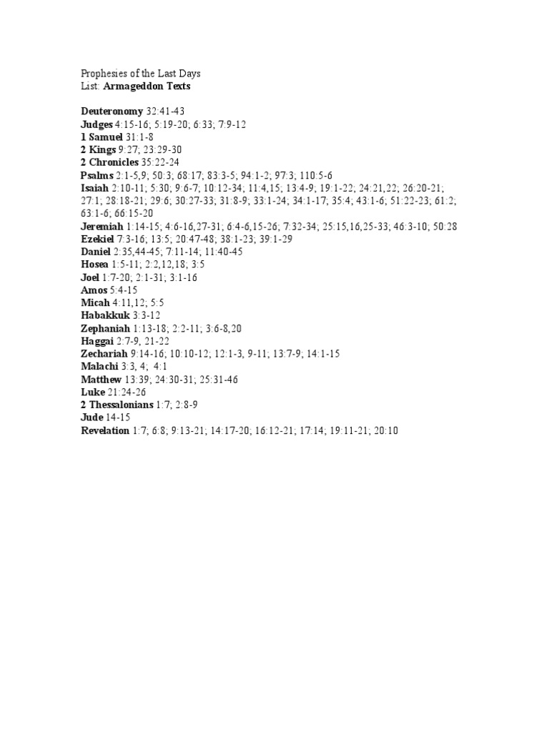 Prophesies of The Last Days Armageddon Text | PDF