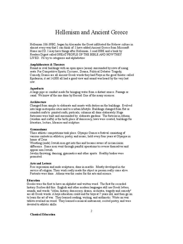 Ancient Greek Influence on Culture | PDF | Zeus | Hellenistic Period