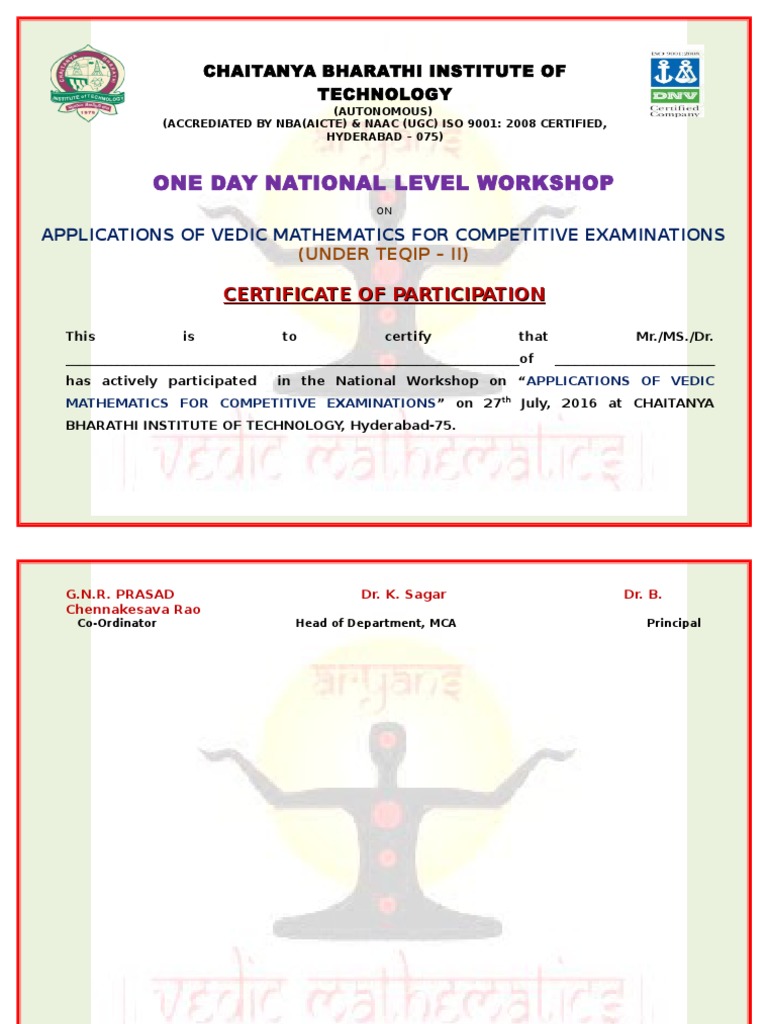 Certificate Updated - Vedic Maths | PDF