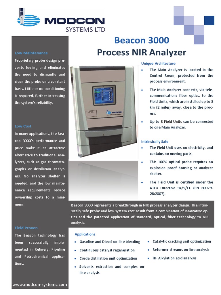 Beacon 3000 NIR Process Analyzer Overview | PDF | Oil Refinery ...