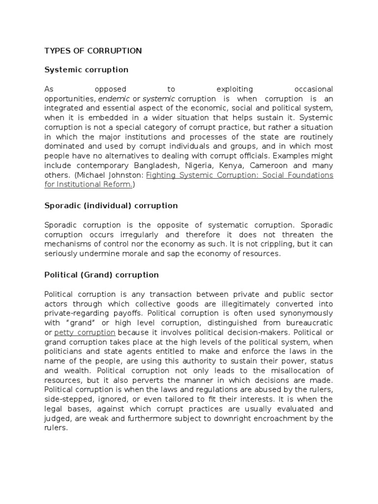 Types of Corruption | Political Corruption | Corruption