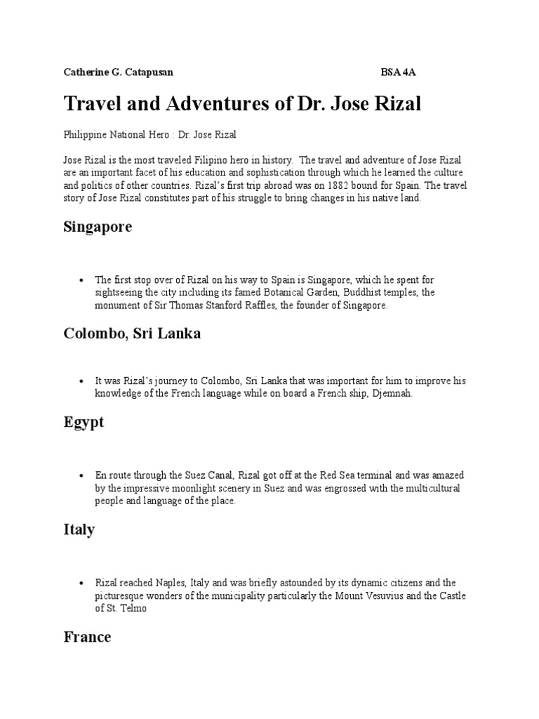 TRAVEL of Jose Rizal | PDF