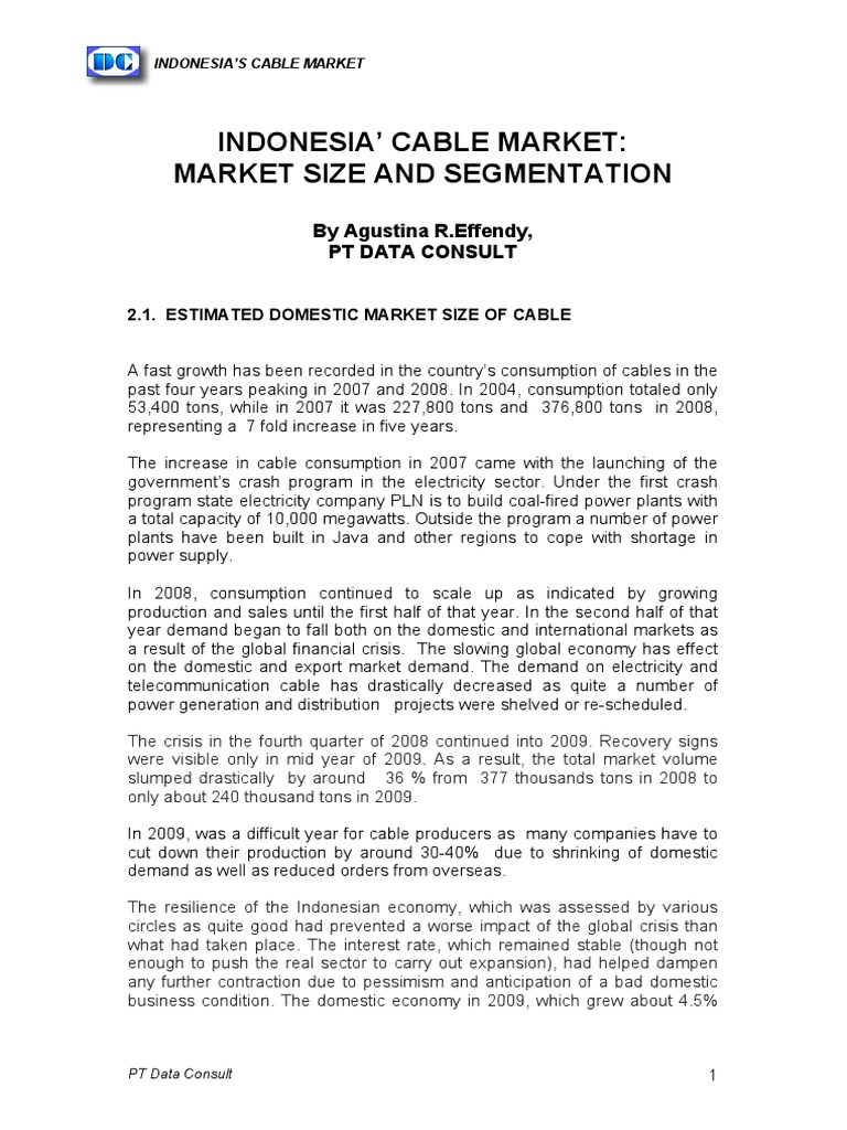 Indonesia Cable Market by Agustina Dataconsult | PDF | Electric Power ...