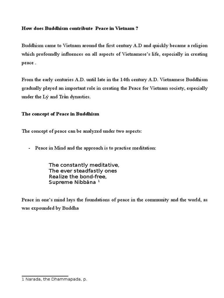 The Role of Buddhism in Creating Peace For Vietnam Society | PDF