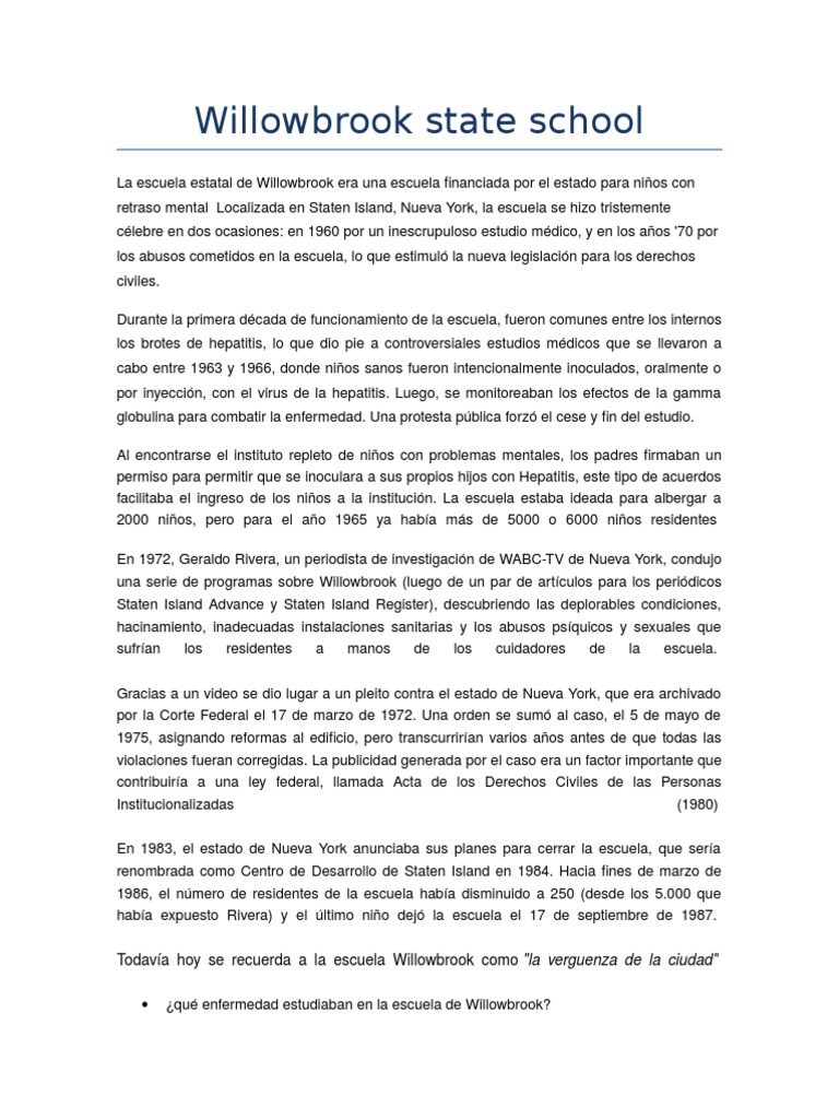 Willowbrook State School | PDF | Cuidado de salud del gobierno | Salud ...