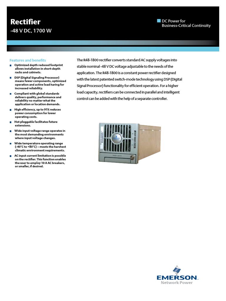 NetSure 501 Rectifier Datasheet | PDF | Rectifier | Alternating Current
