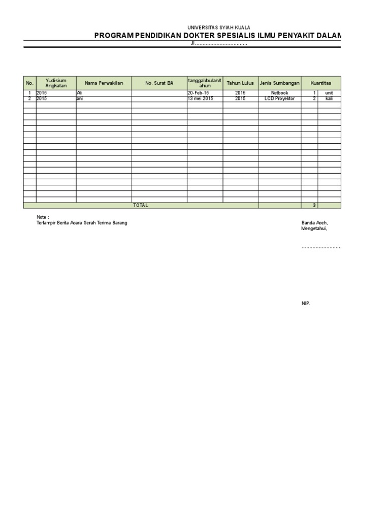 Contoh Format List Sumbangan Alumni | PDF