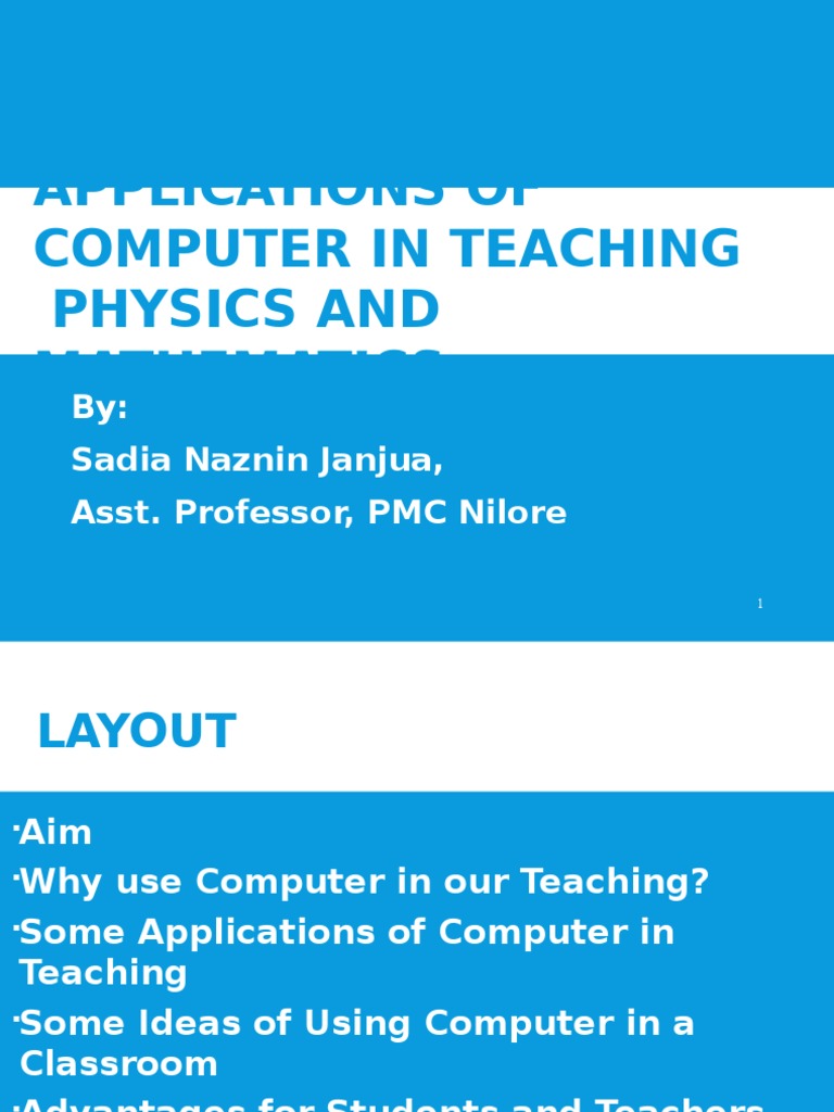 Applications of Computer in Teaching Physics and Mathematics | PDF ...
