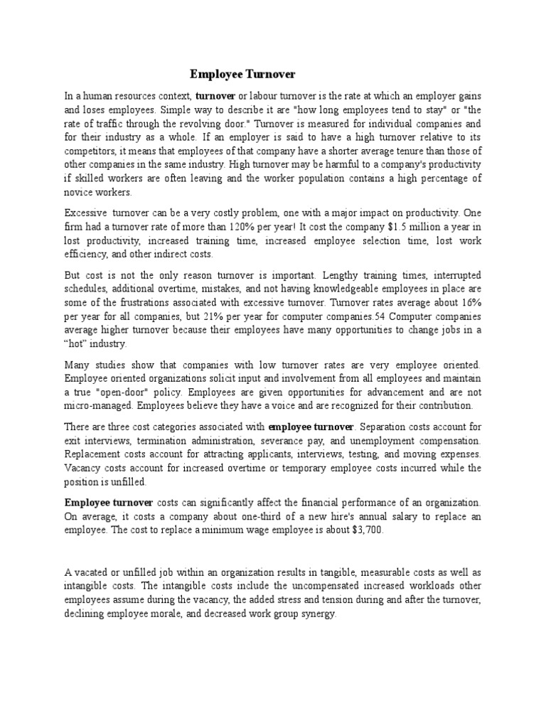 Employee Turnover - Docx FJ | Download Free PDF | Turnover (Employment ...